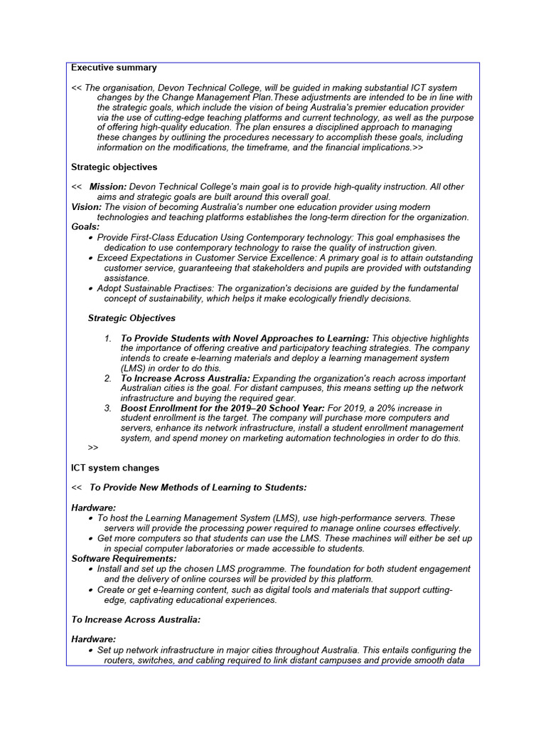 Change Management Plan - Template | PDF