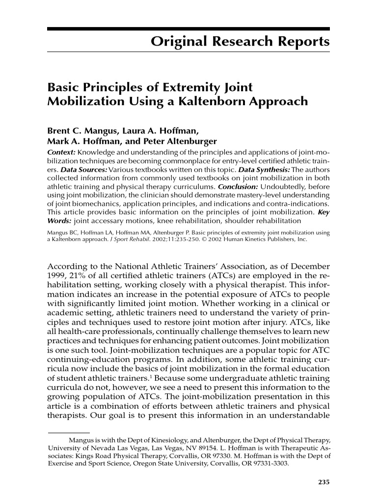 Lauras Article Pdf Knee Anatomical Terms Of Motion