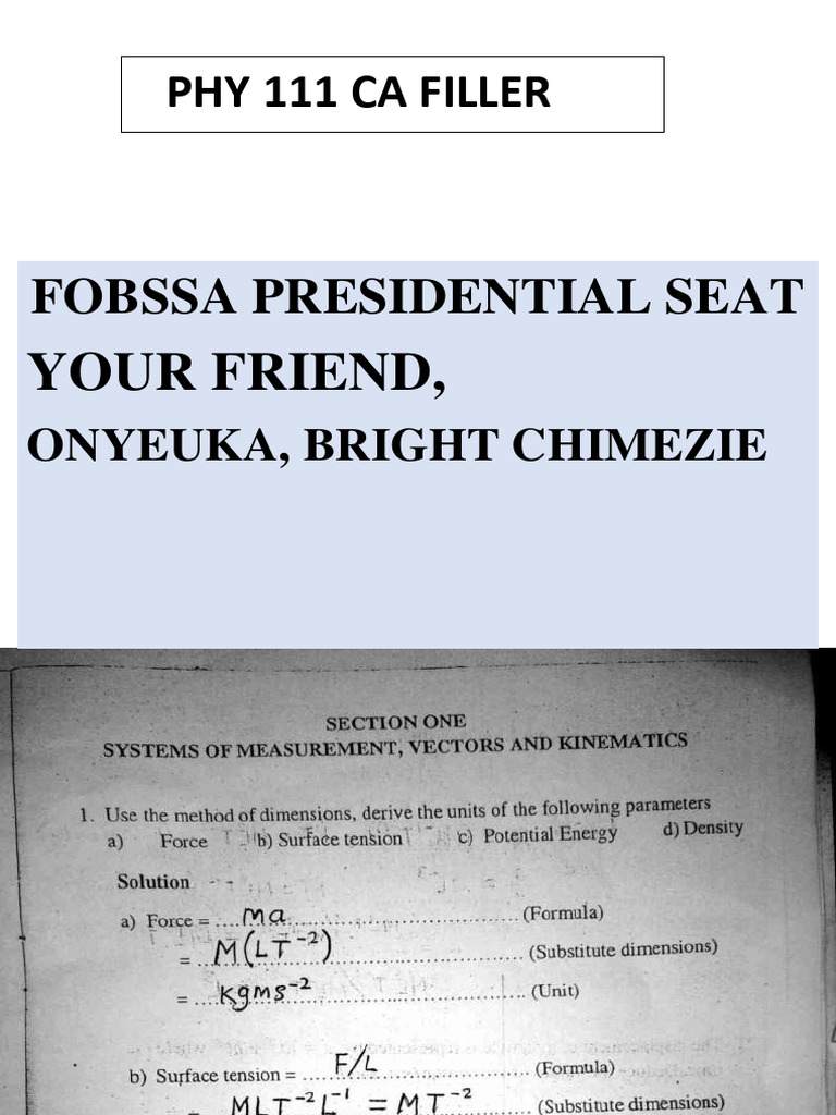 Phy 111 CA Filler | PDF
