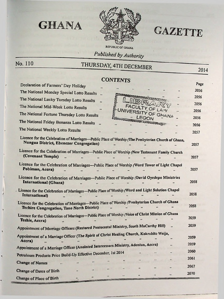 GH Government Gazette Dated 2014-12-04 No 110 | PDF