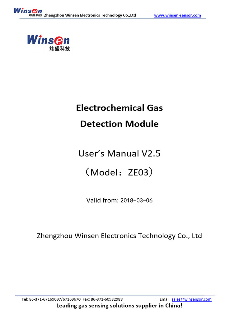 Ze03 Electrochemical Module Manualv2 - 5 | PDF | Sensor | Analogue ...