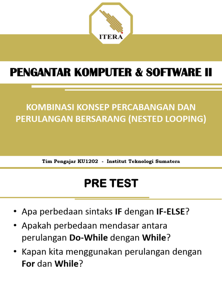 Pertemuan 11 - Kombinasi Konsep Percabangan Dan Perulangan | PDF