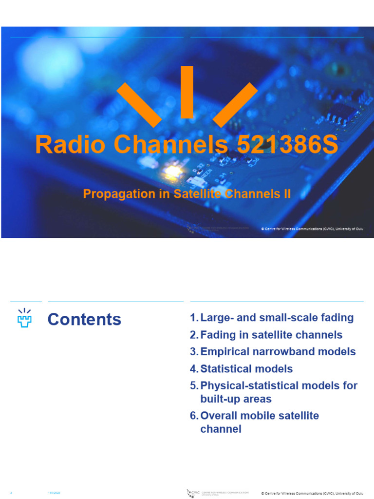 Radio Channels 2022 Lecture 5 Propagation in Satellite Channels II ...
