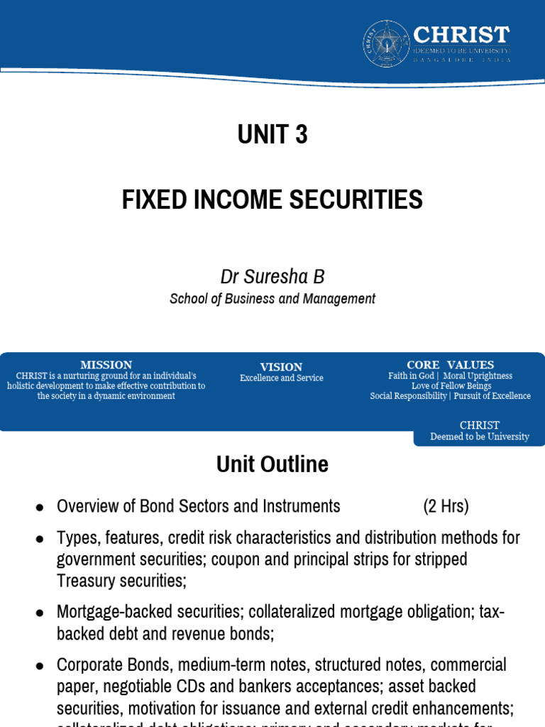Unit 3 | PDF | Bonds (Finance) | Mortgage Backed Security