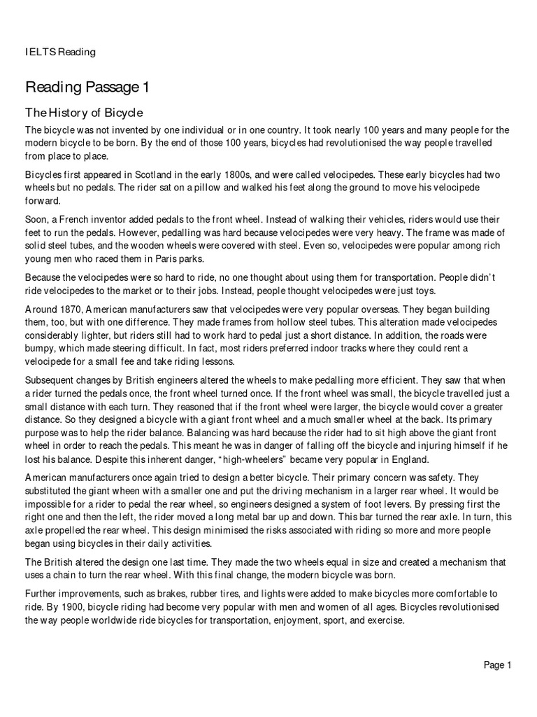 Ielts Reading Practice Test A Pdf Wheel Transport