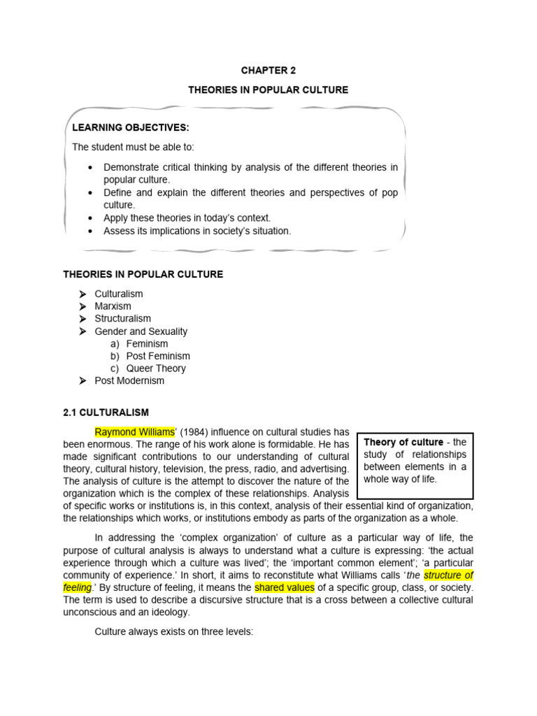 Chapter 2 - Theories in Pop Culture | PDF | Marxism | Gender