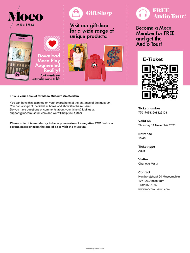 E-Ticket: This Is Your E-Ticket For Moco Museum Amsterdam | PDF