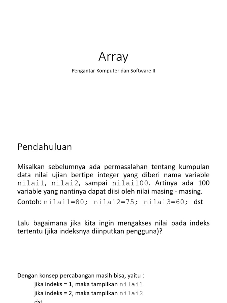 Pertemuan 12 - Array (I) - Materi Tambahan | PDF | Komputer