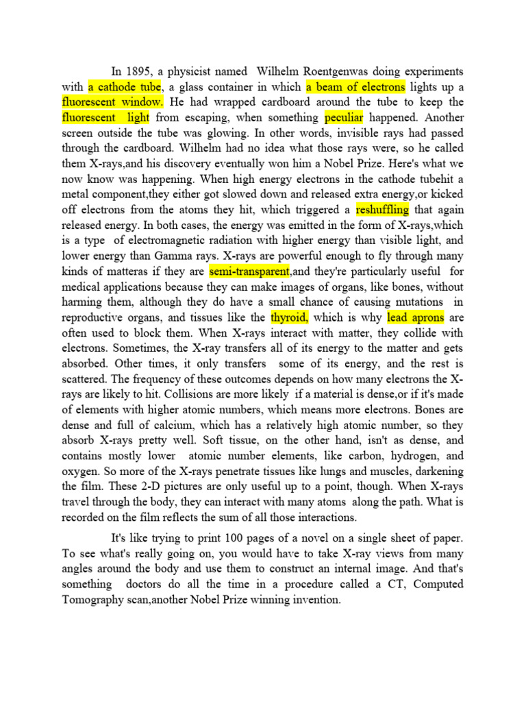 Authentic Listening X-Rays - Script | PDF | X Ray | Ct Scan