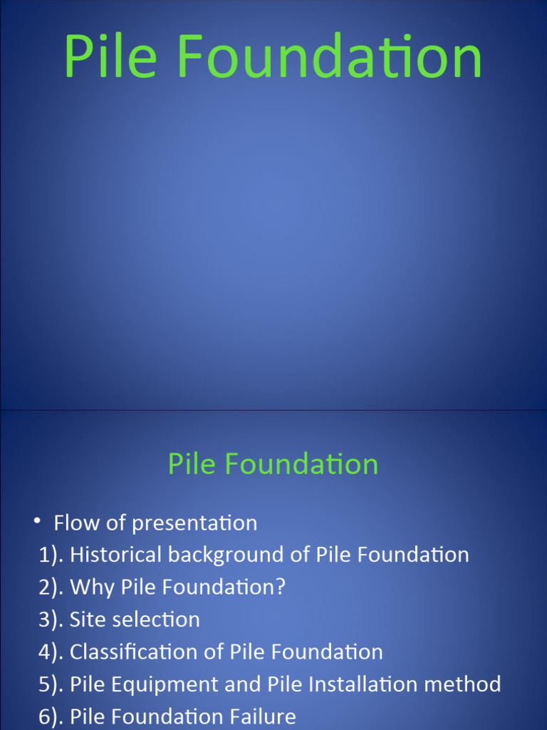 Overview of Pile Foundation Techniques | PDF | Deep Foundation ...