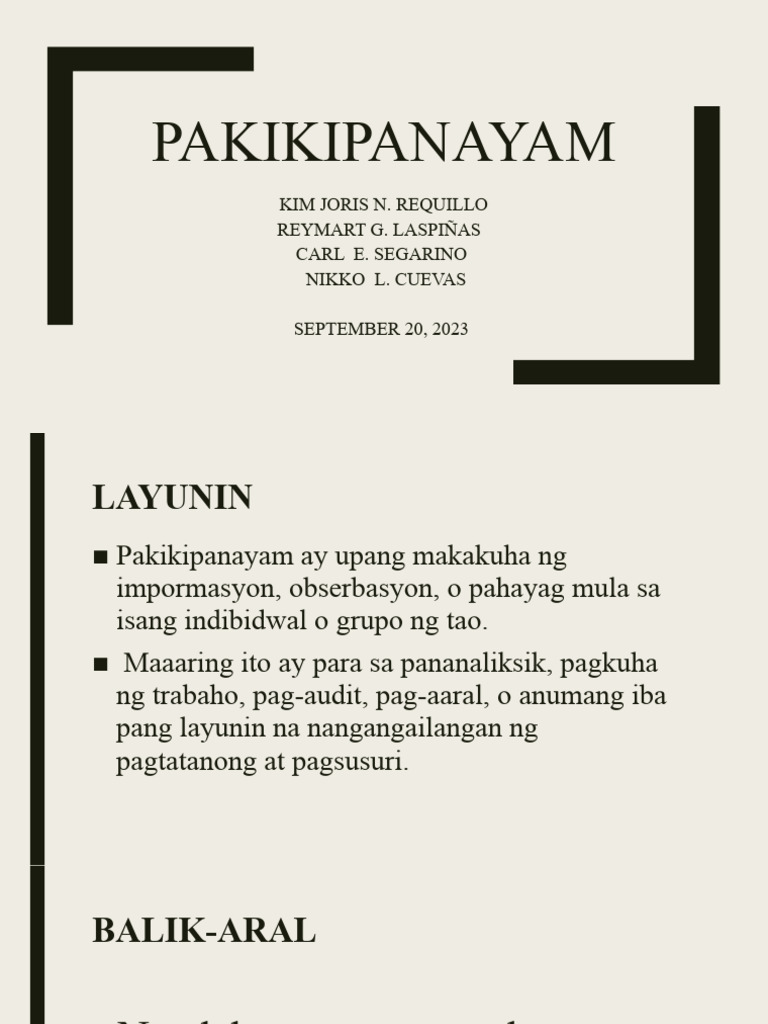 Group 8 Pakikipanayam | PDF