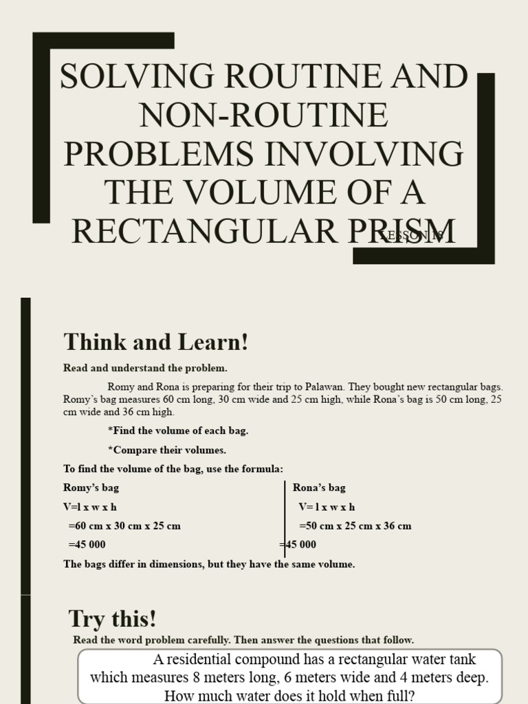 Solving Routine and Non-Routine Problems Involving The Volume | PDF | Volume