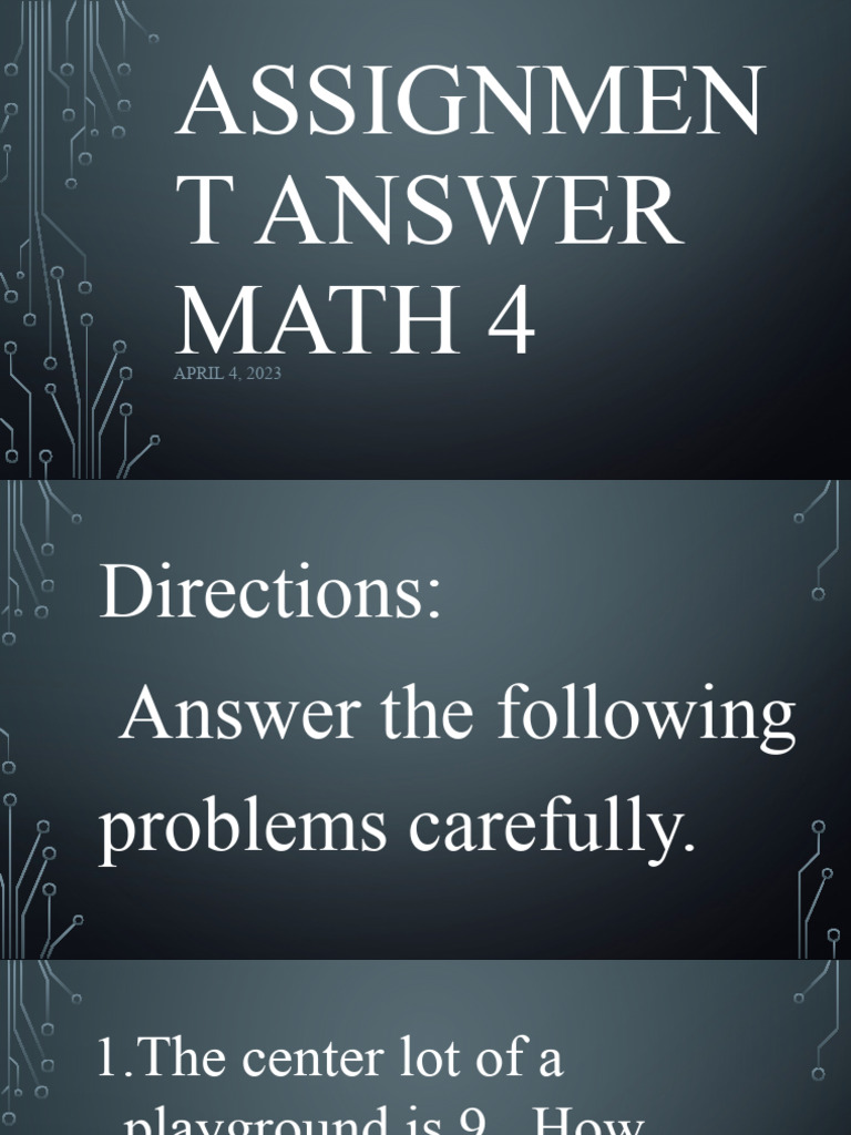 Assignment Answer For COT Math 4 Q3 April 4, 2023 | PDF