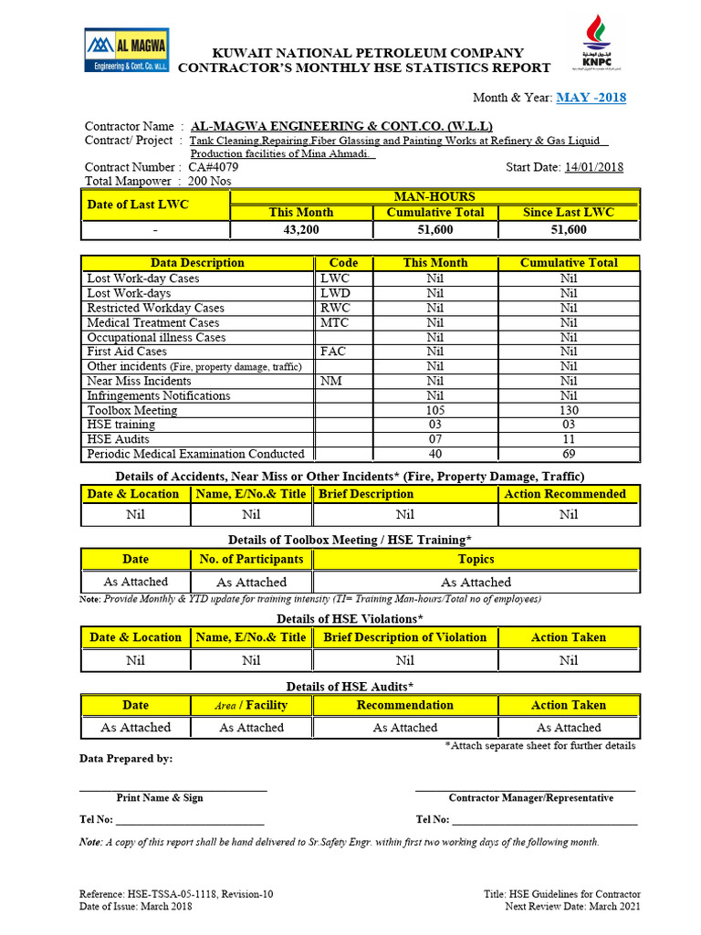 5-Monthly Hse Report | PDF | Safety