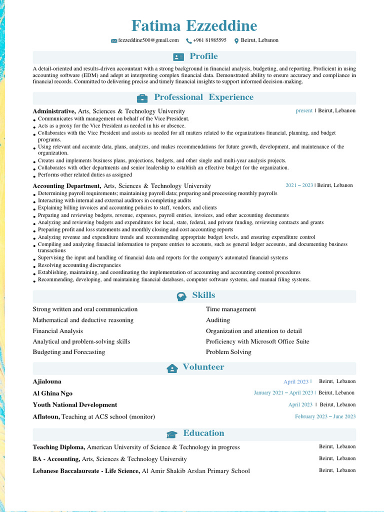 Fatima Resume | PDF | Accounting | Audit