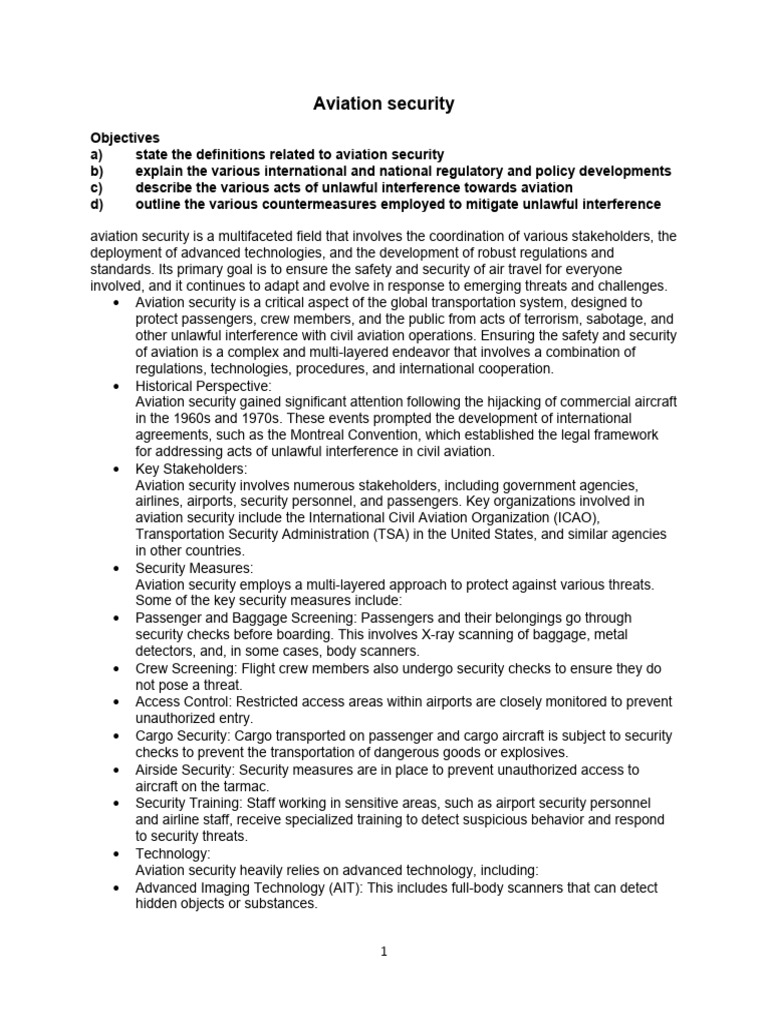 Aviation Security Overview and Protocols | PDF | Airport Security | Airport