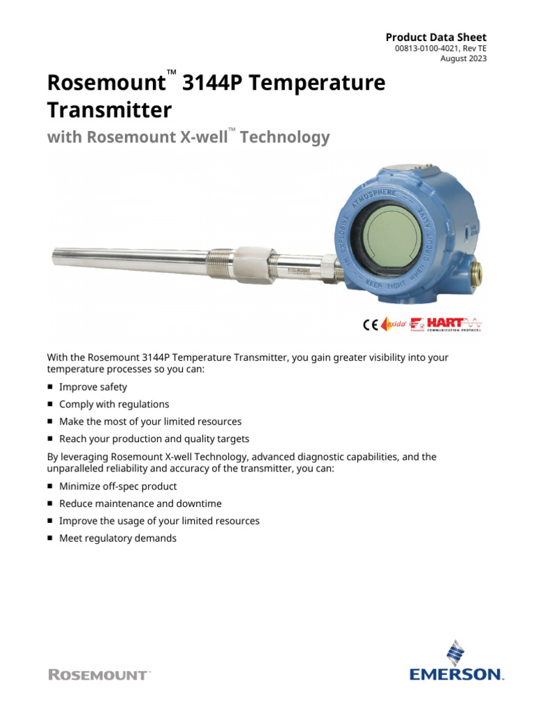 Product Data Sheet Rosemount 3144p Temperature Transmitter en 73128 ...