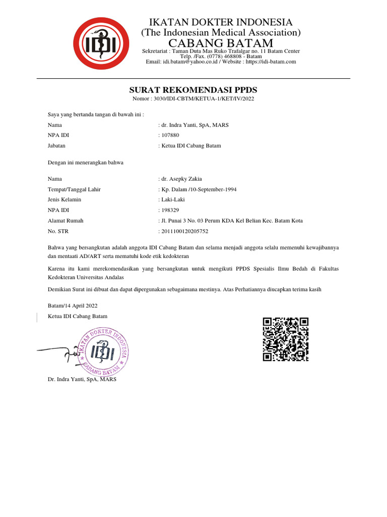 Rekom Idi Dr. - Asepky - Zakia - Ppds | PDF