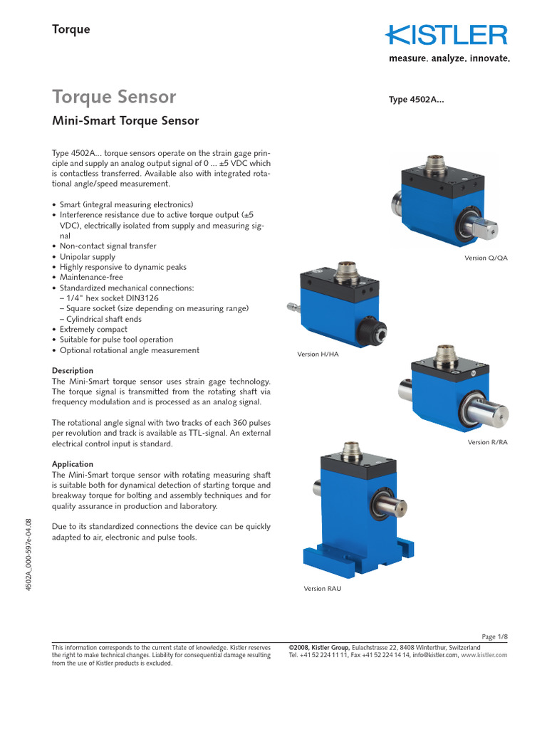KISTLER 4502a - English | PDF | Electrical Connector | Sensor