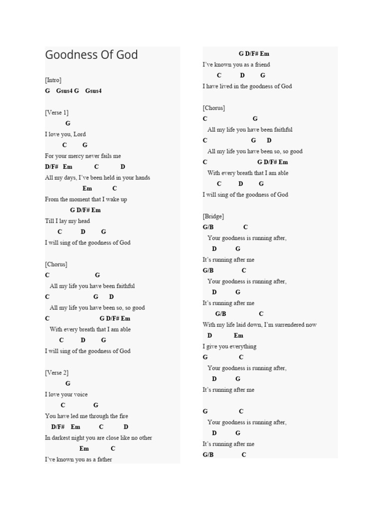 Goodness of God | PDF