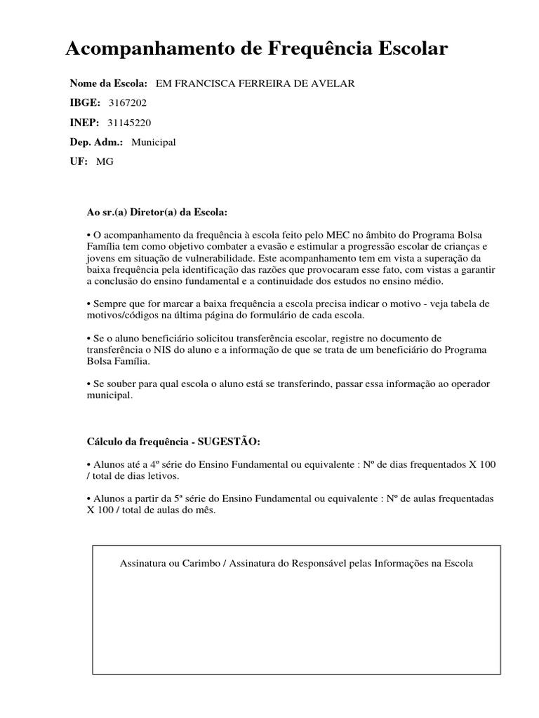 formulario_completo_31145220 | PDF | Escolas | Brasil