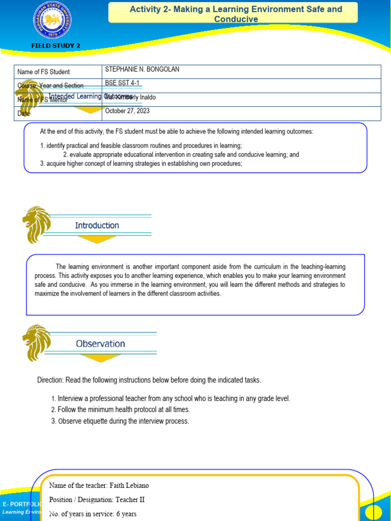 FS 2 Activity 2 1 | PDF | Learning | Teachers