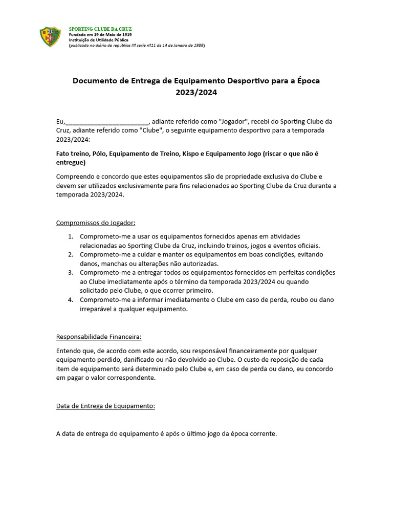 Documento de Entrega de Equipamento | PDF