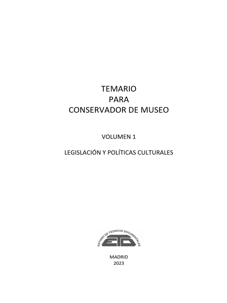 Indice Temario Conservador Museo 2023 3 Vol | PDF | Ley de la Unión Europea