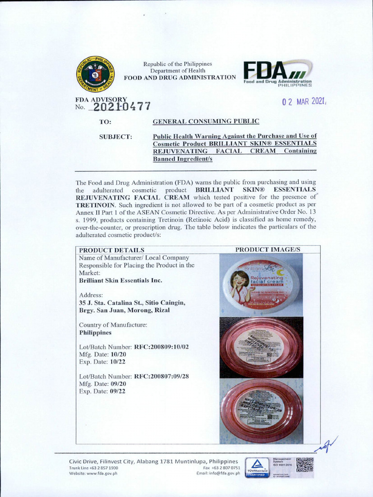 FDA Advisory No.2021 0477 | PDF