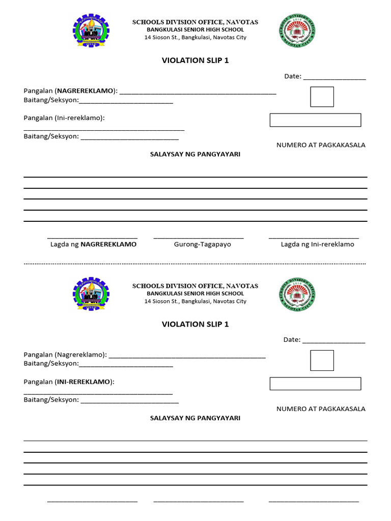 Violation Slip 1 Format | PDF