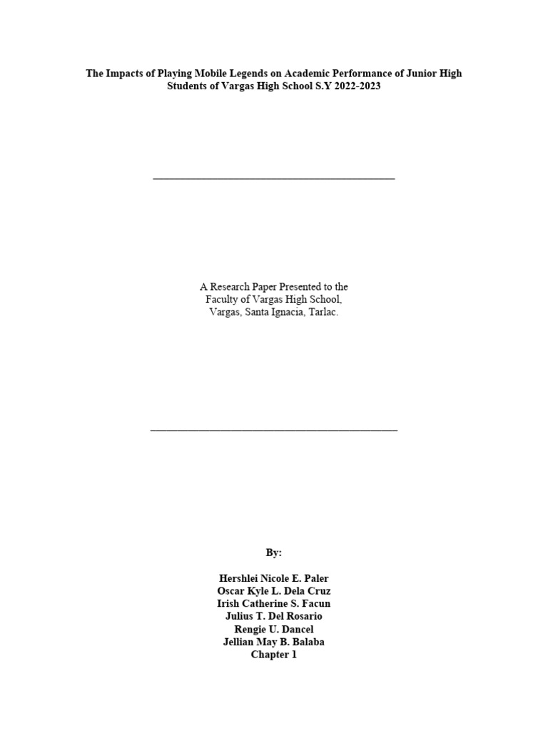 The Impacts of Playing Mobile Legends On Academic (Research) | PDF ...
