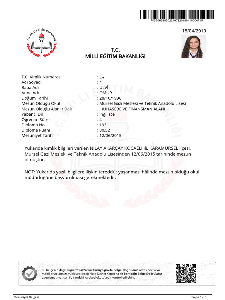 Lise Mezuniyet E Devlet PDF | PDF