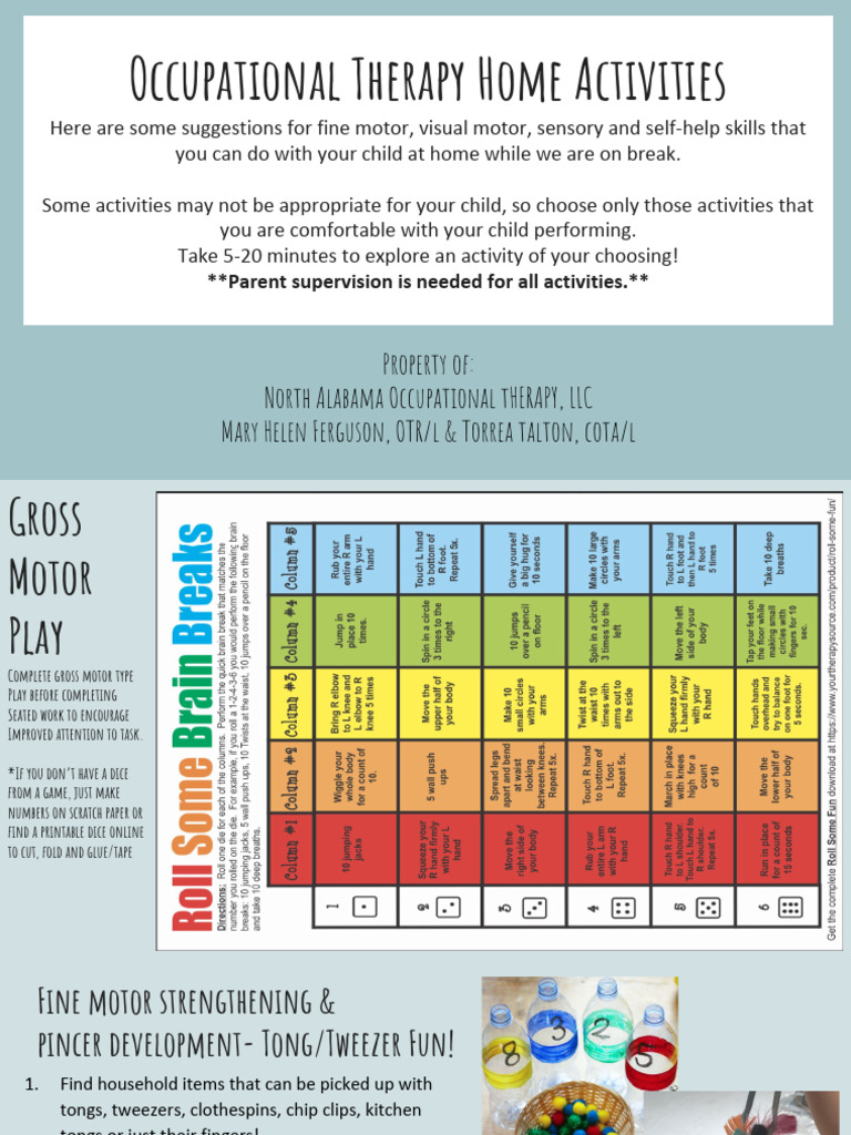 Home Activities for Occupational Therapy | PDF | Toys