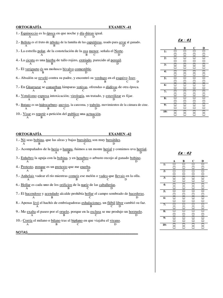 Exámenes de Ortografía y Redacción | PDF