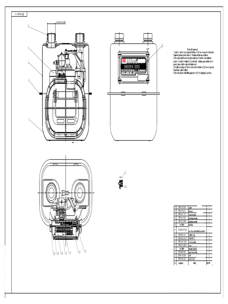 Component List Drawing Gás Meter G4 | PDF