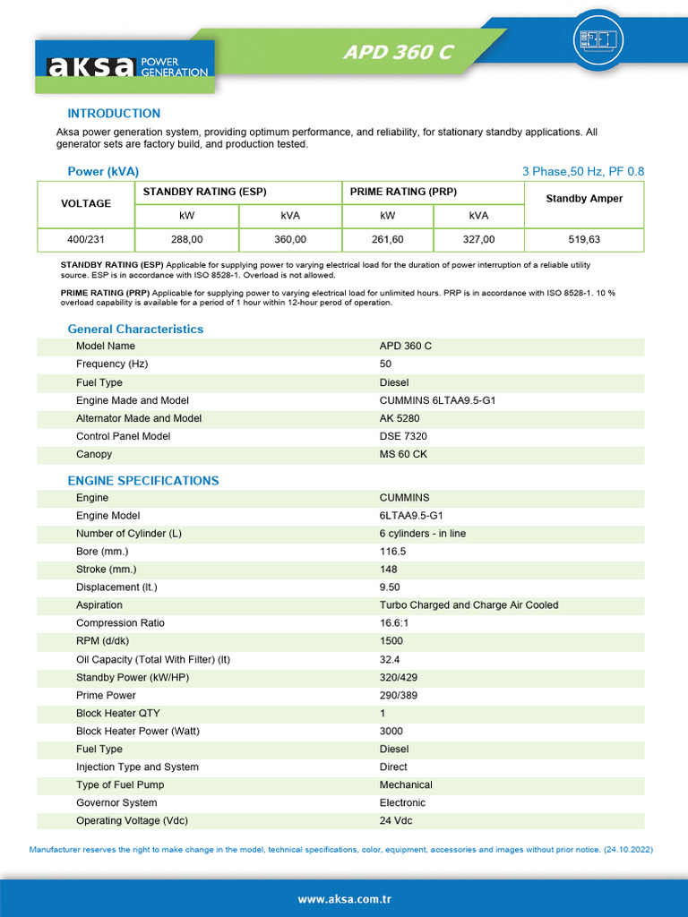 Cummins 288 KW | PDF | Battery Charger | Electric Generator