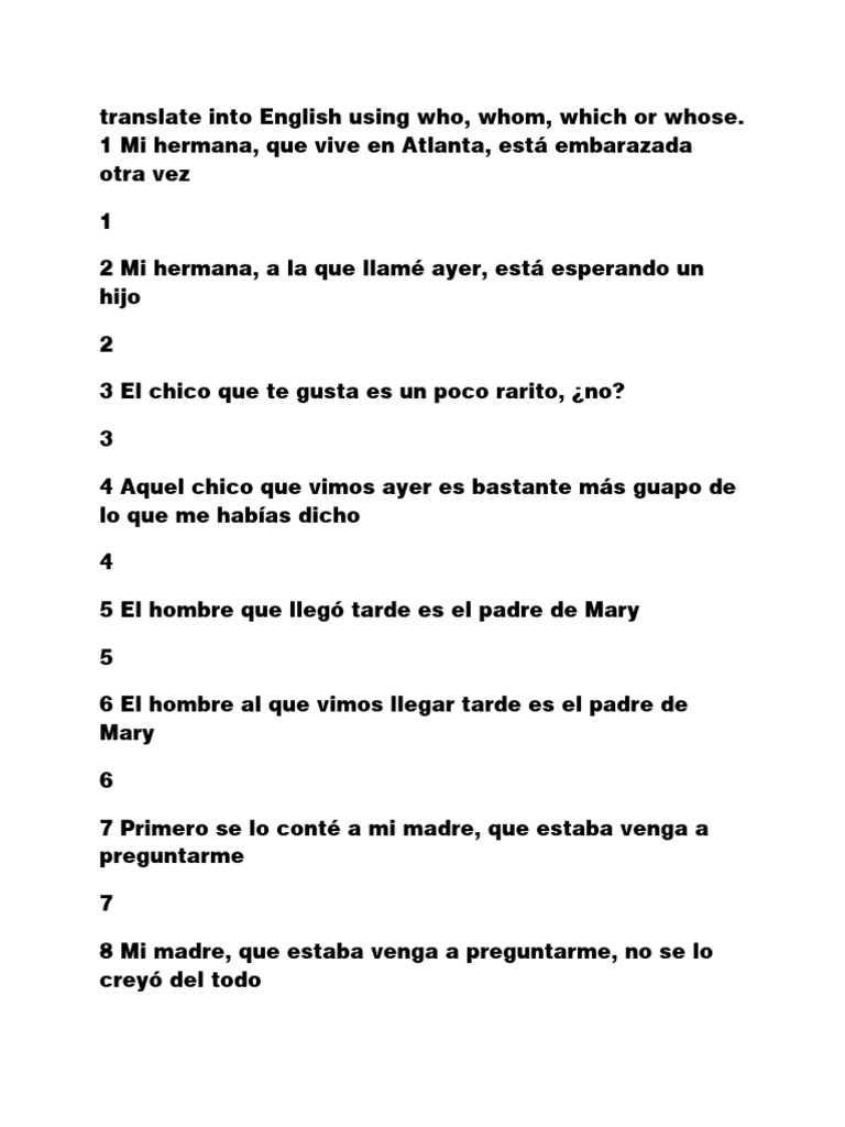 Translate Into English Using Who | PDF