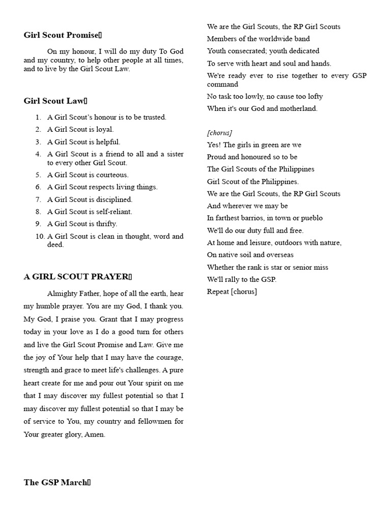 GSP Promise, Law, and Prayer Guide | PDF | Religion & Spirituality | Lifestyle