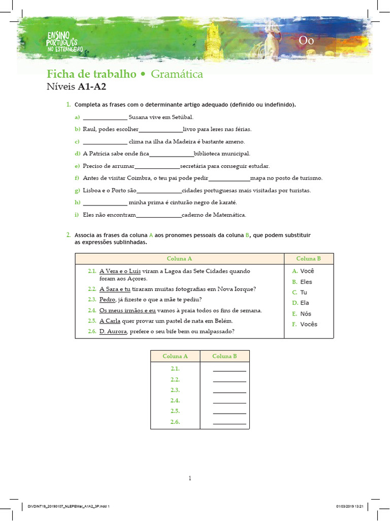 Gramática A1-A2: Exercícios Práticos | PDF | Linguística