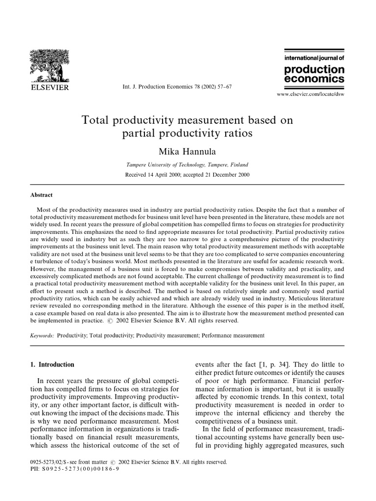 Total Productivity Measurement Methods | PDF | Validity (Statistics ...