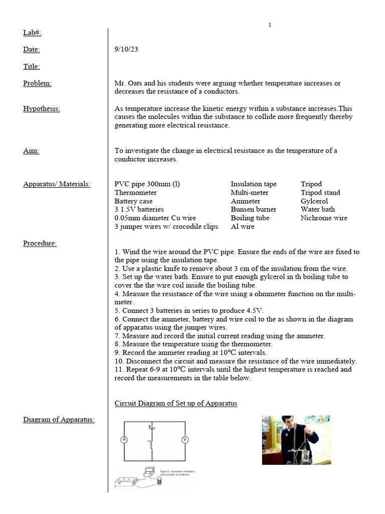 Copper Resistance vs. Temperature Study | PDF | Electrical Resistance ...