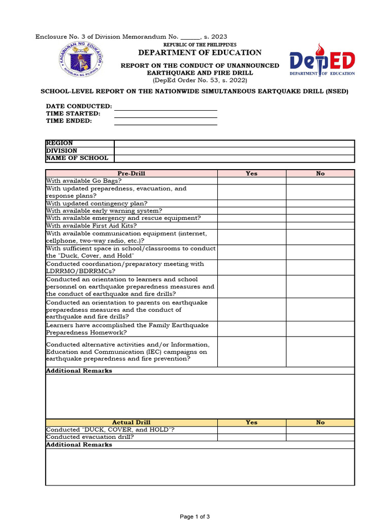 Nsed Report For Schools and Districts | PDF | Civil Defense | Public Safety