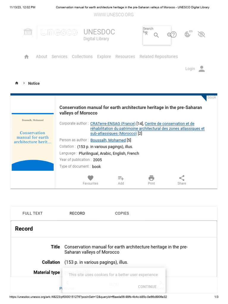 Conservation Manual For Earth Architecture Heritage in The Pre-Saharan Valleys of Morocco ...