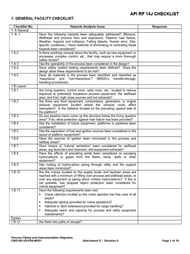 Idoc - Pub - Check List Api RP 14j | PDF | Pump | Valve