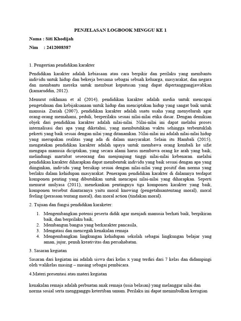 Penjelasan Logbook Minggu Ke 1 | PDF