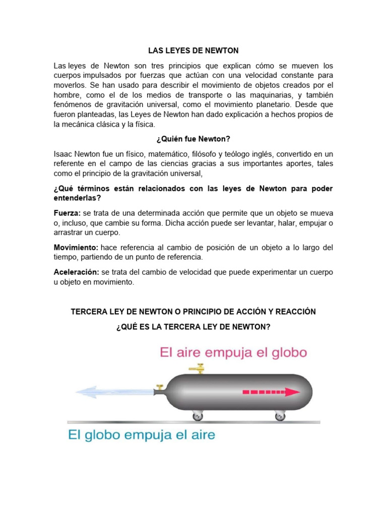 Tercera Ley de Newton: Acción y Reacción | PDF | Las leyes del ...