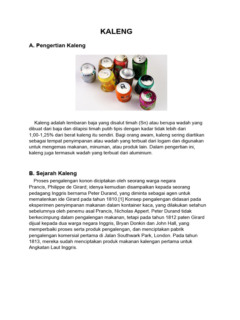 Jenis dan Pengertian Kaleng | PDF