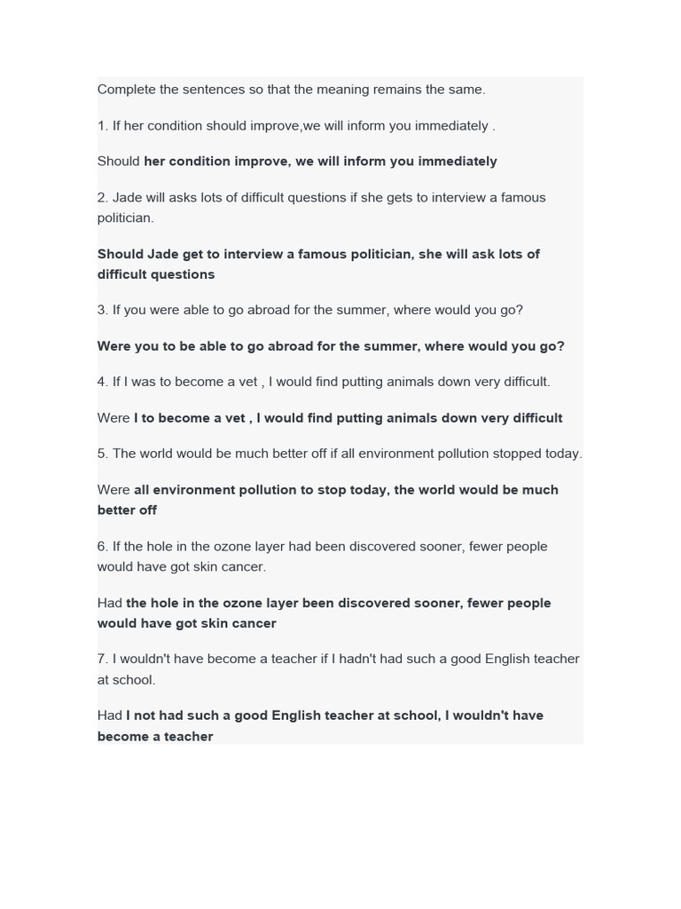 Conditional Sentence Transformations | PDF