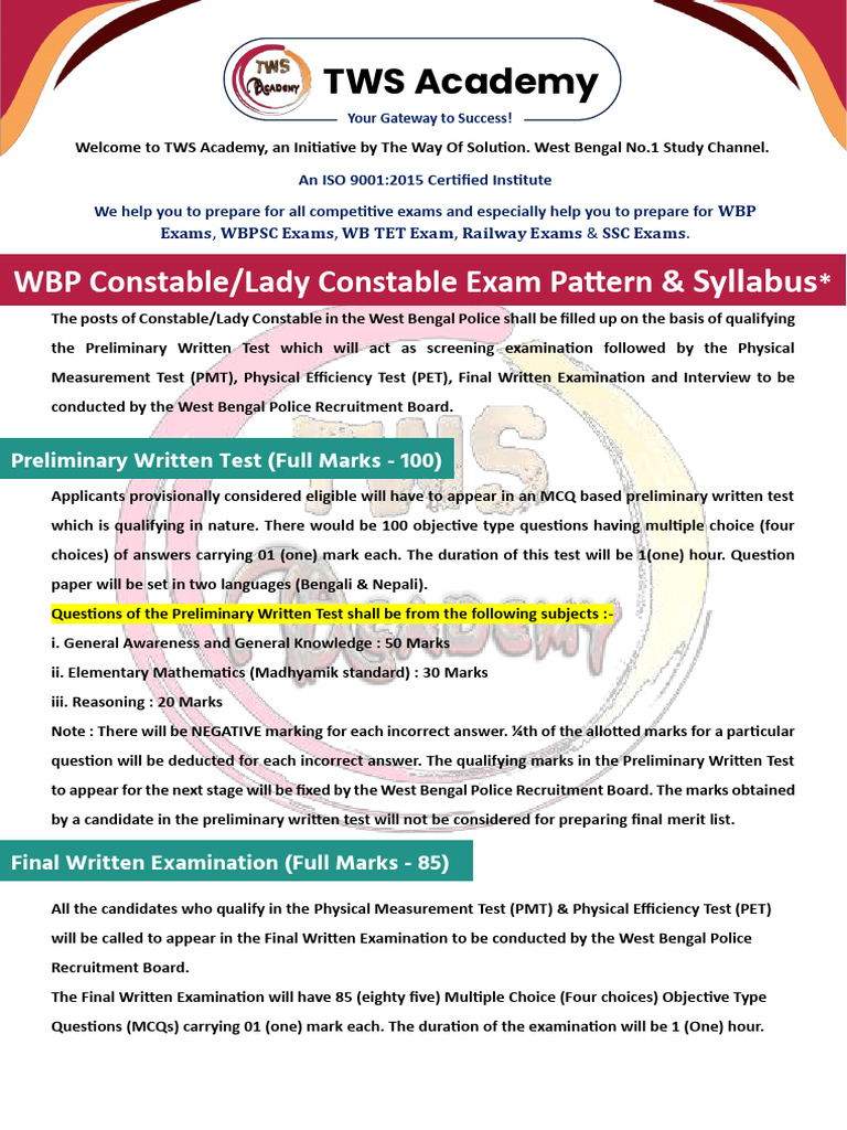 TWS Academy: Syllabus | PDF | Multiple Choice | Qualifications