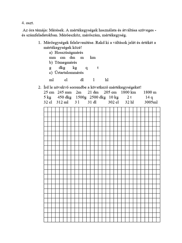 Feladatlap 4 Oszt | PDF